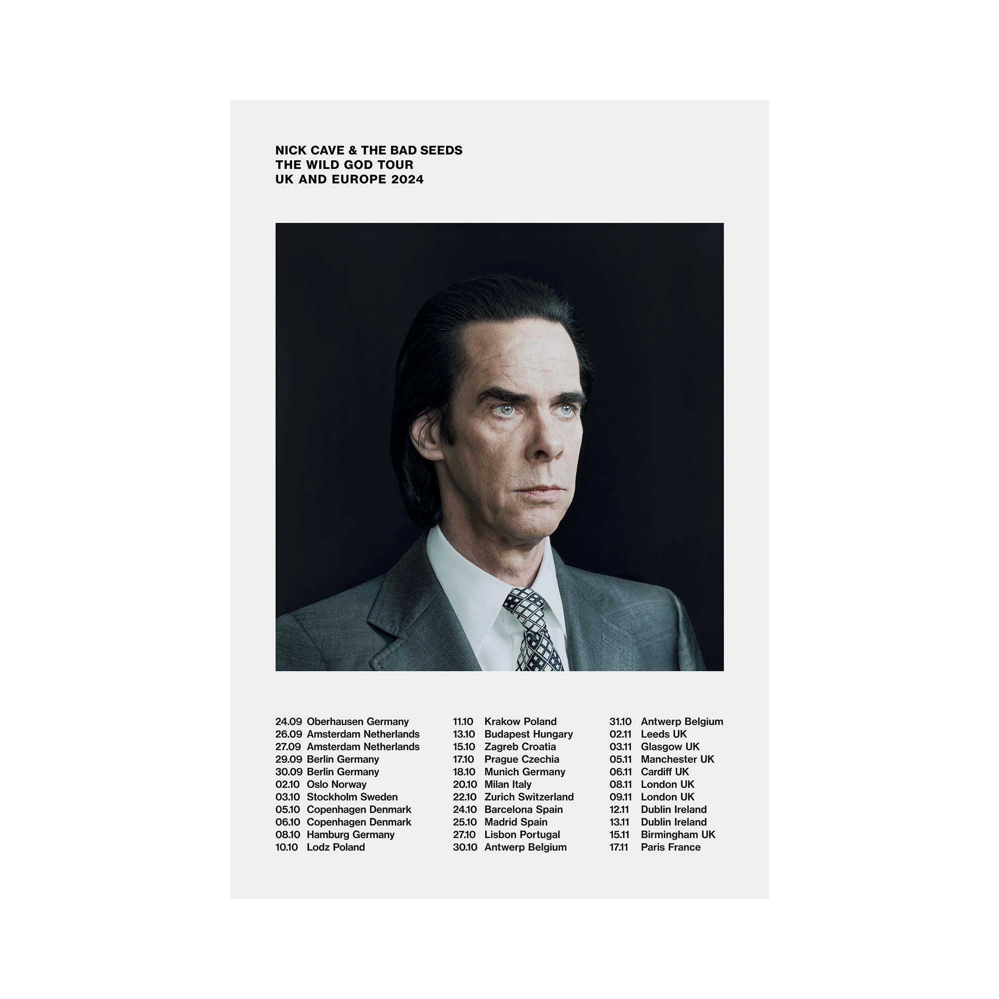 Wild God EU UK 2024 Tour Poster | Nick Cave | Official Store